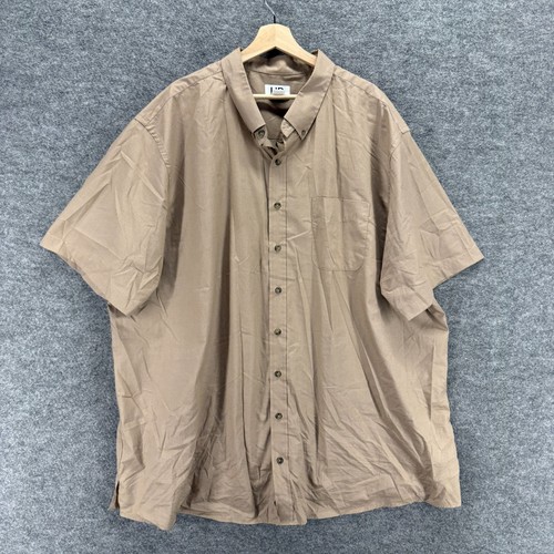 HB Shirt Men 3XLT Tall Beige Button Up Collared Short Sleeve Pockets ...
