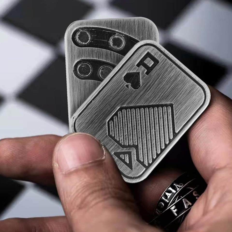Magnetic Metal Fidget Toy Mini Poker Push Card Fidget Slider Stress ...
