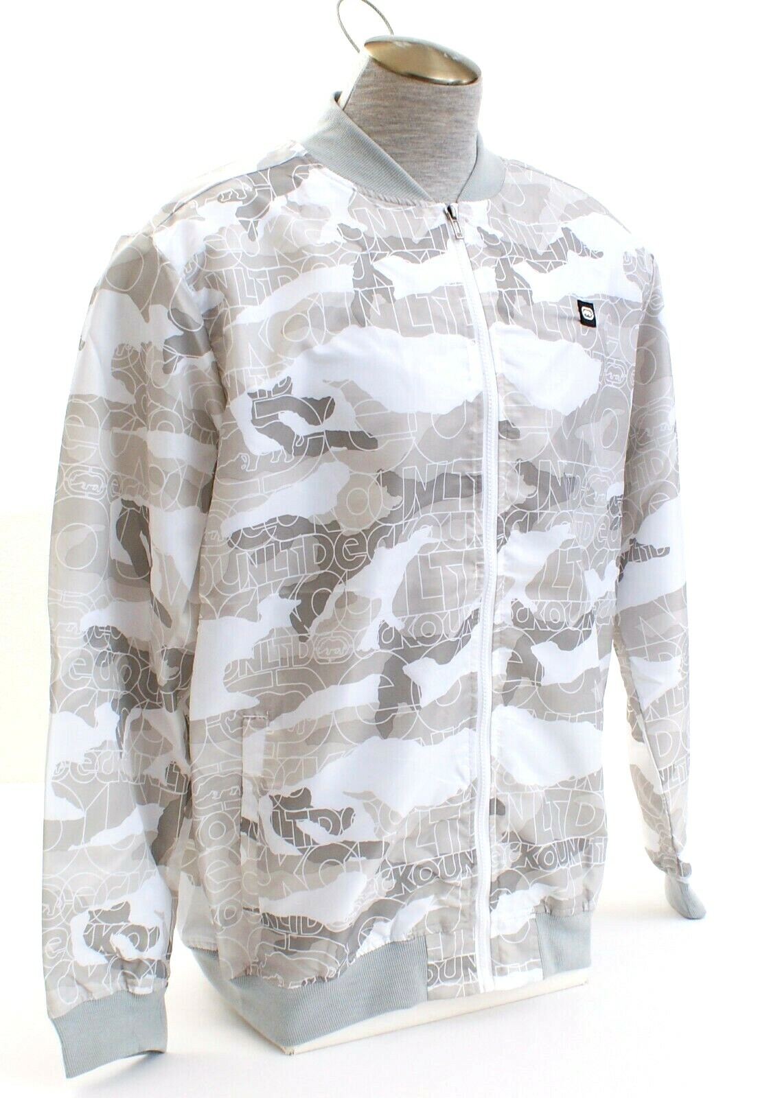 Ecko Unltd. White & Gray Signature Camo Zip Front Track Jacket Men's ...