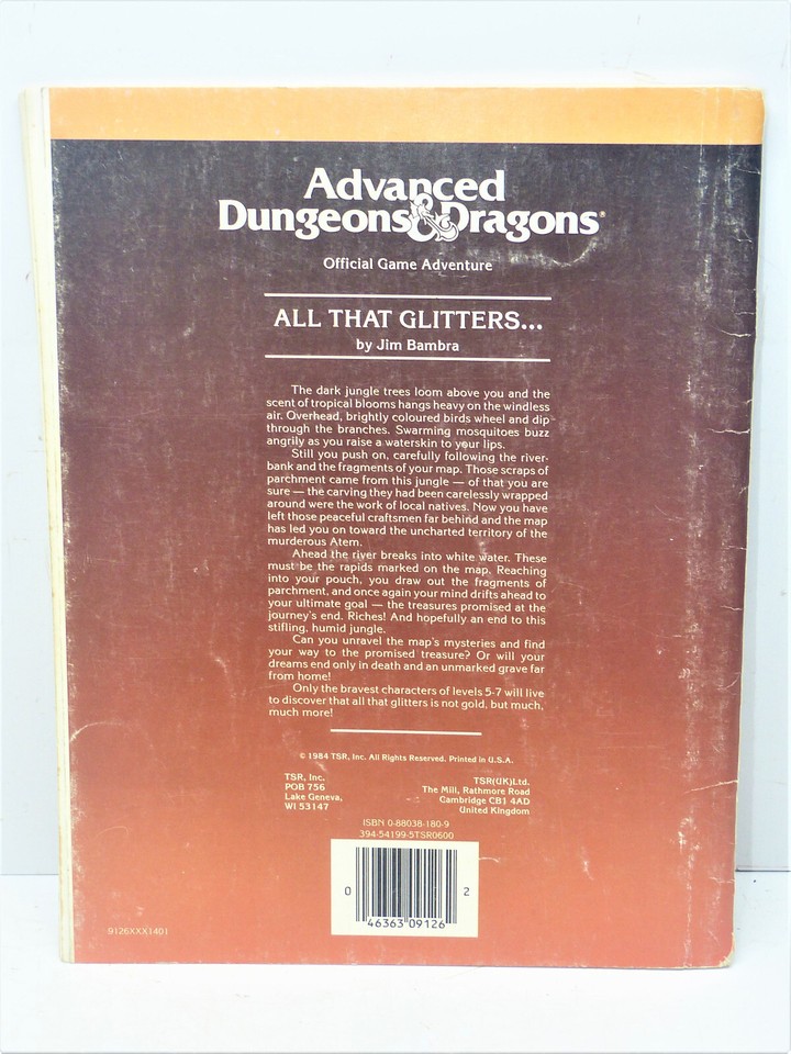 Advanced Dungeons & Dragons UK6 All That Glitters TSR 9126 INV15983 | eBay