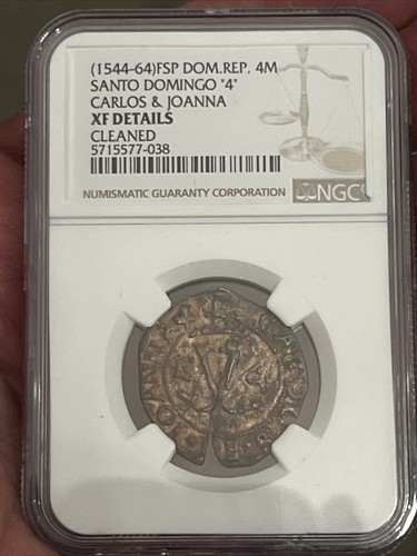 RARE 1544-1564 FSP DOM REP 4M SANTO DOMINGO llll Carlos & Joanna XF ...