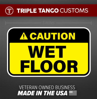 Yellow Caution Wet Floor Sign Visible Sticker Vinyl Decal | eBay