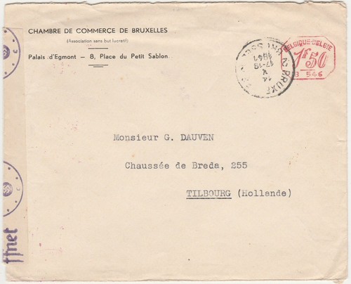 Cover Belgium, 1941. Bruxelles to Tilbourg. Geoffnet Wehrmacht ...
