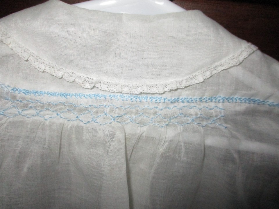 Handmade Smocked and Embroidered White "Topper" Size L | eBay