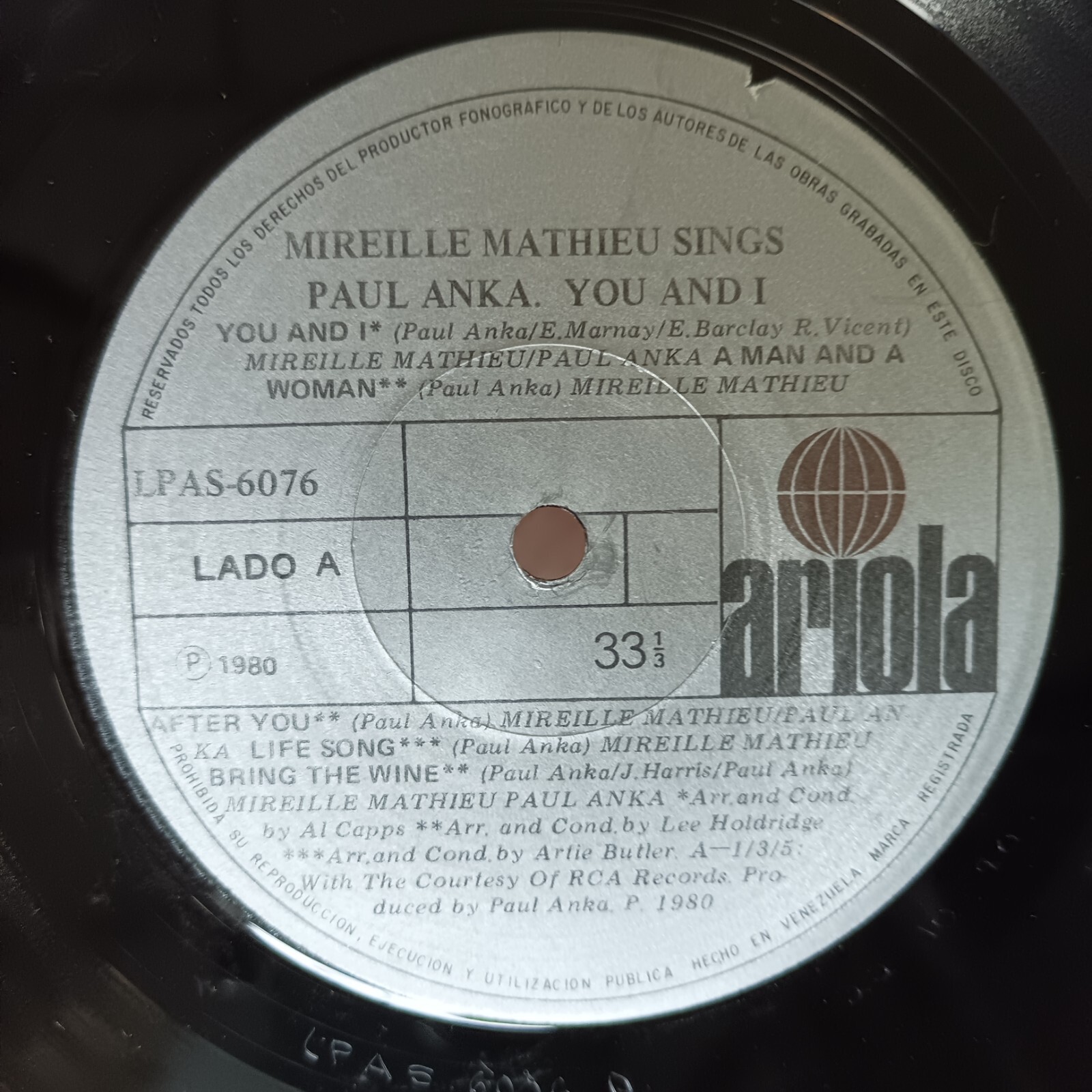 Mireille Mathieu Sings Paul Anka [1980] Vinyl LP Pop Chanson Ballad ...