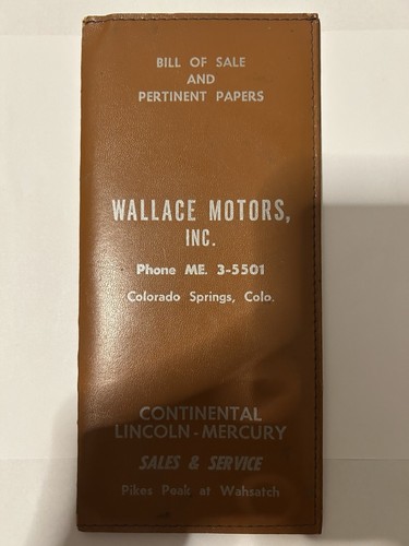 CONTINENTAL LINCOLN-MERCURY AUTO-Wallace Motors Inc-Ad Bill of Sale ...