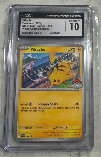 PIKACHU WORLD CHAMPIONSHIPS 2024 GEM MINT CGC 10 GRADED ENGLISH POKEMON ...