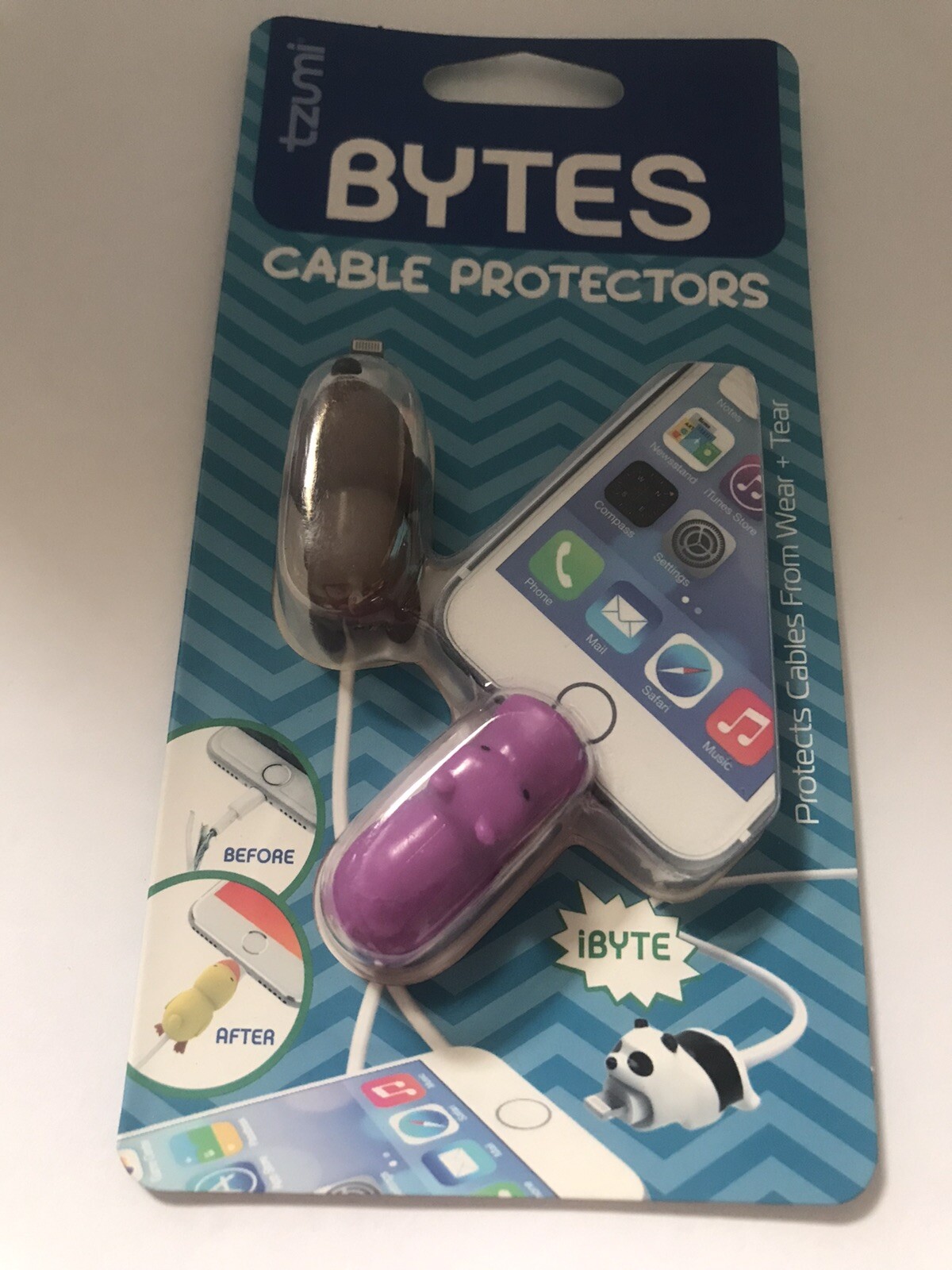 NEW Bytes Cable Protectors 6076 Tzumi Pack of 2 Hippo Bear Silicone ...