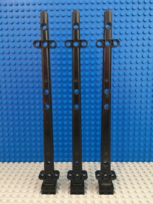 LEGO 3X Lot of 48002 Black Ship Boat Mast 2 x 2 x 20 with Holes Pirates ...