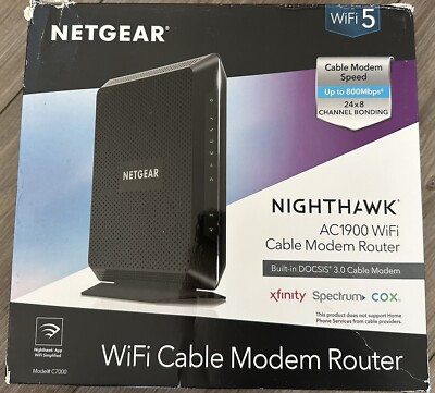 Netgear Nighthawk AC1900 WiFi Cable Modem Router C7000-100NAS ...
