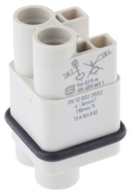 1 x Han Q Series Cable Mount Connector Housing, Male, 3 Way, 40A, 830 V ...