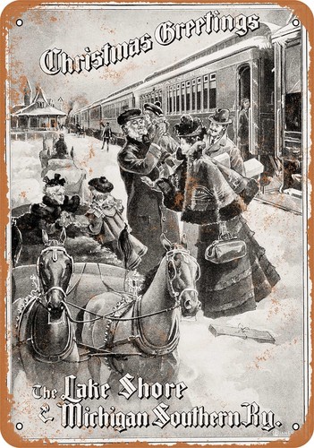 METAL SIGN - 1898 LS&MS Railroad Christmas Greetings - Vintage Look Rep ...