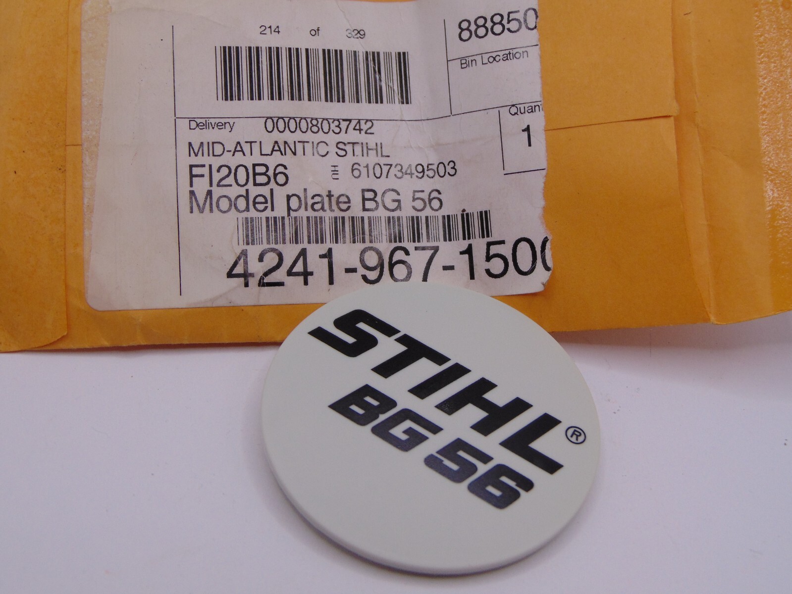 NAME TAG FOR STIHL BG56 # 4241 967 1500 | eBay