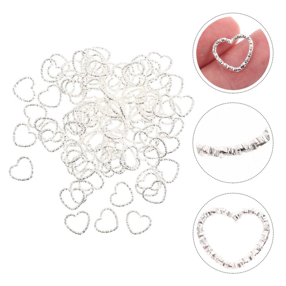 100 Pcs Heart Charms for Jewelry Making Key Chain Rings Connector ...