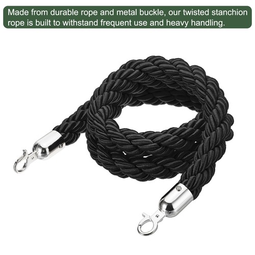 Black Stanchion Rope,Twisted Barrier Rope w Snap Hook(Silver,5 Feet) | eBay