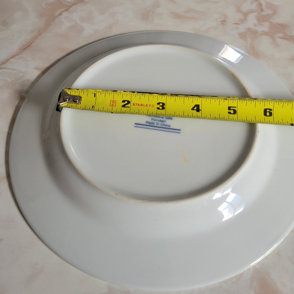 Maitre D' by Oneida 9” Salad Plate Porcelain Royal Blue Stripes Single ...