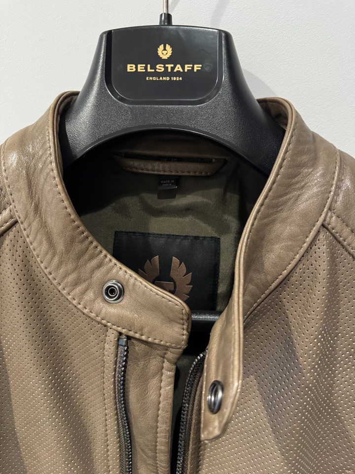 Belstaff V-Racer Air Perforated Leather Jacket Brown Fatigue – UK40 ...
