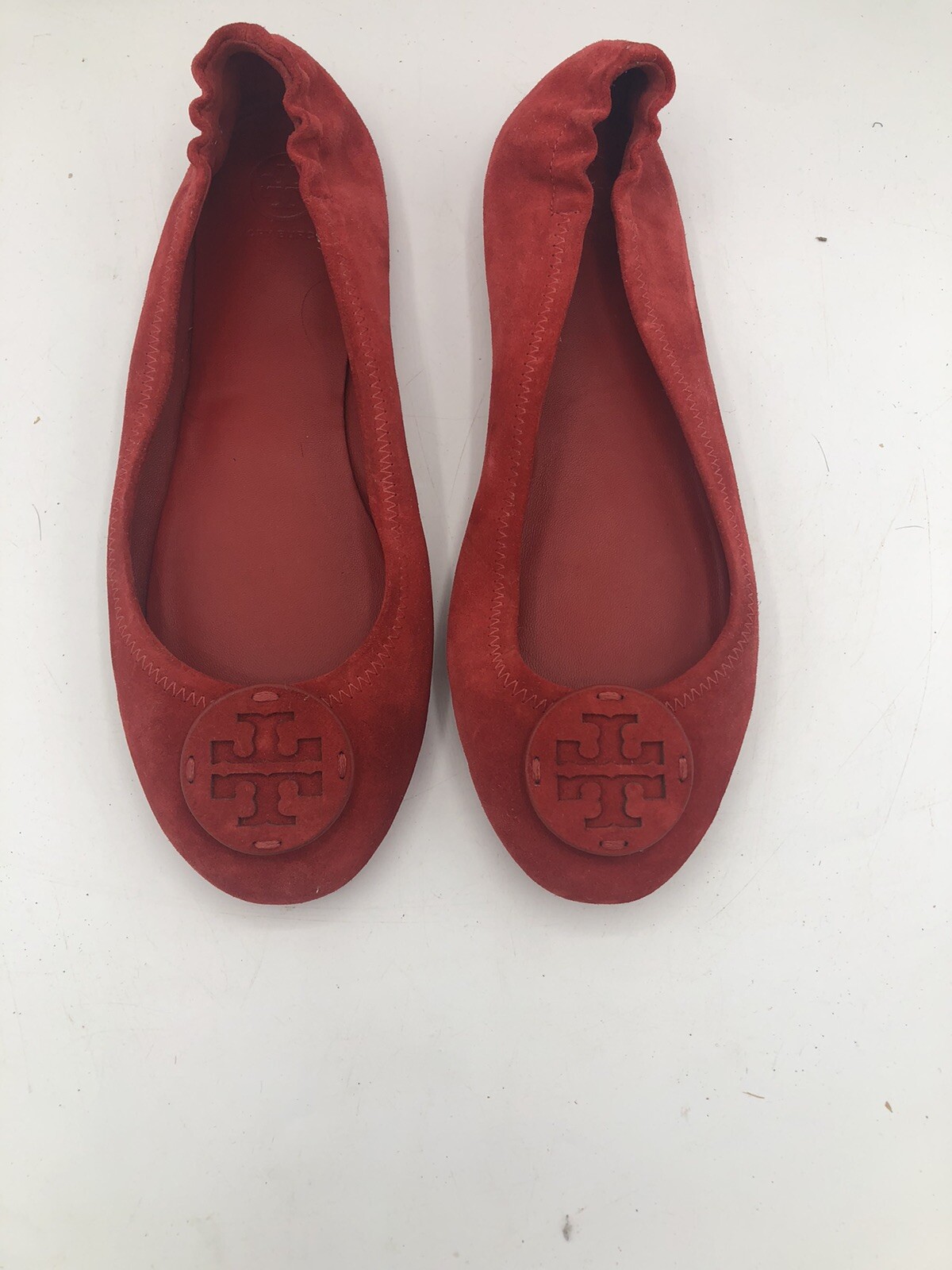 Tory Burch Ruby Red Suede Minnie Travel Ballet Flats Size US 9 Women ...