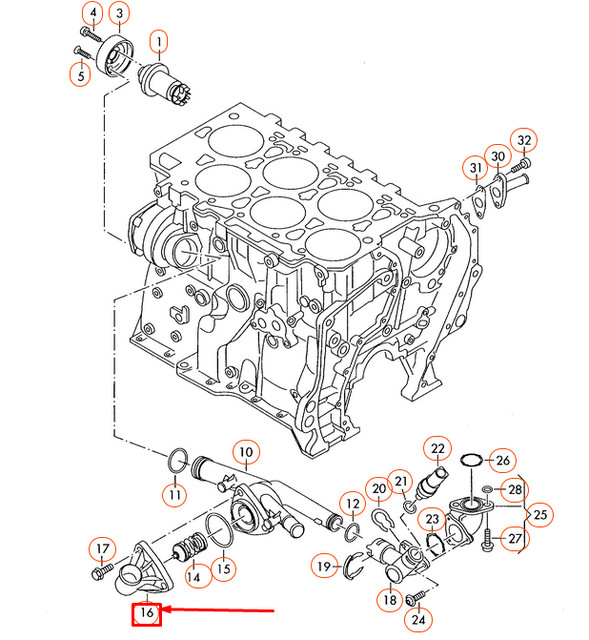 Thermostat Housing Cover Genuine for Audi 03H121121D for sale online | eBay