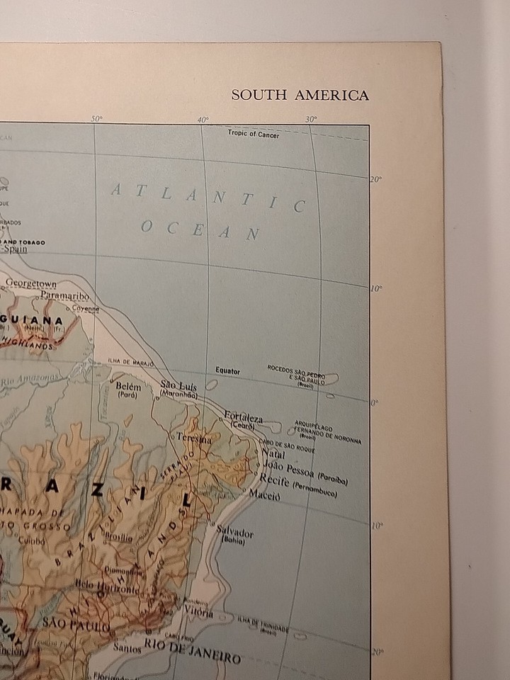 Vintage SOUTH AMERICAN RELIEF Map 1965 MSM Rand McNally Cosmopolitan ...
