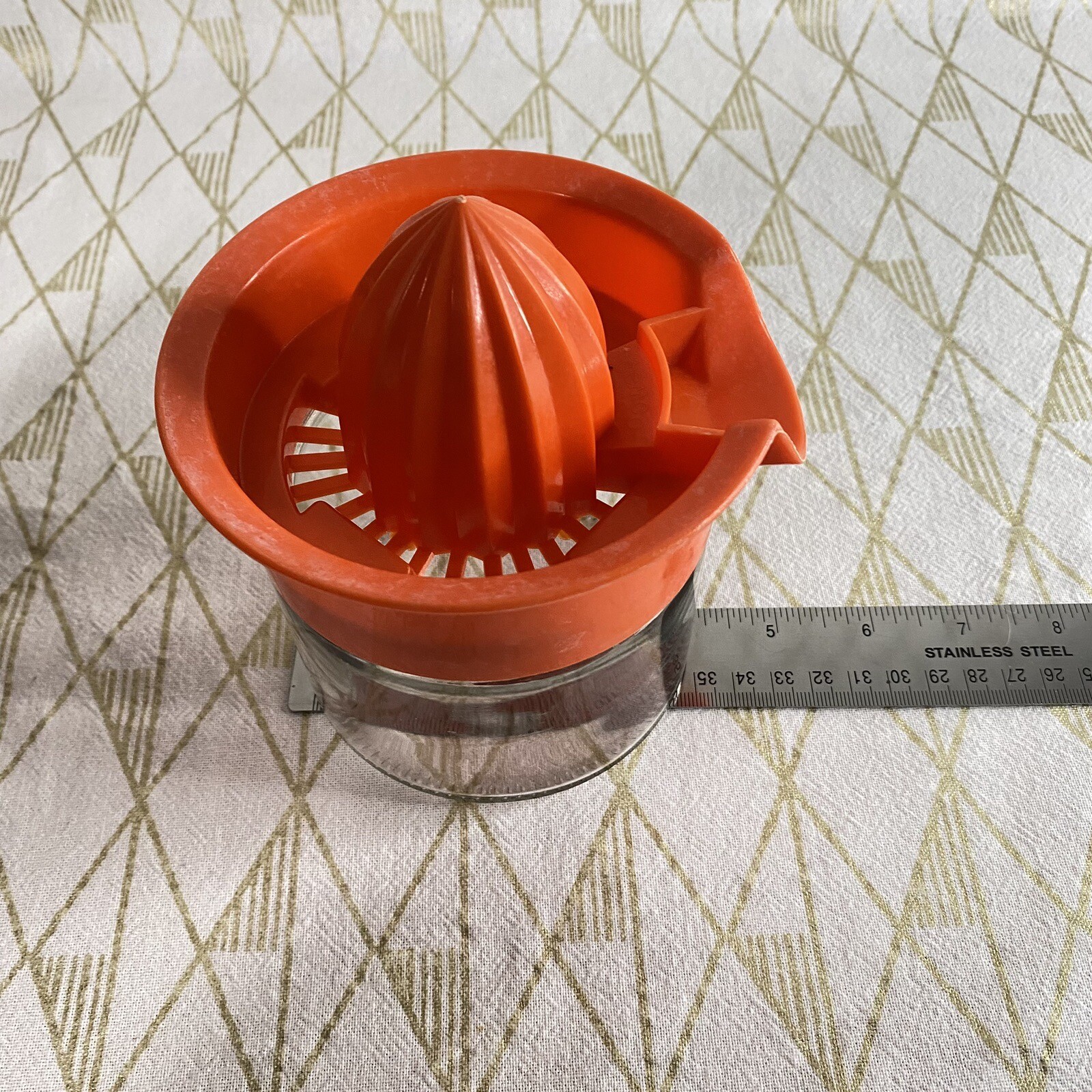 GEMCO Citrus Reamer JUICER with ORANGE Plastic Top Glass Bottom VTG | eBay