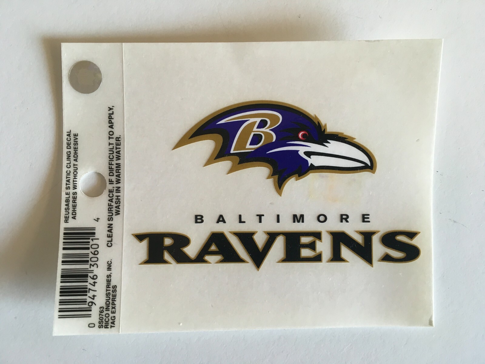 NFL Baltimore Ravens Logo Rico Tag Static Cling Decal- Quantity 2 | eBay