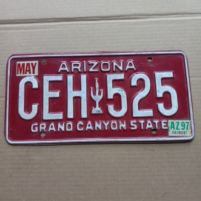 1997 Arizona License Plate - "CEH 525" MAY 97 stickers GRAND CANYON ...