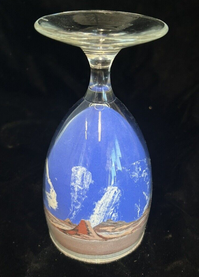 Vintage Signed Poured Sand Art Glass Paperweight AZ Southwest Canyon ...