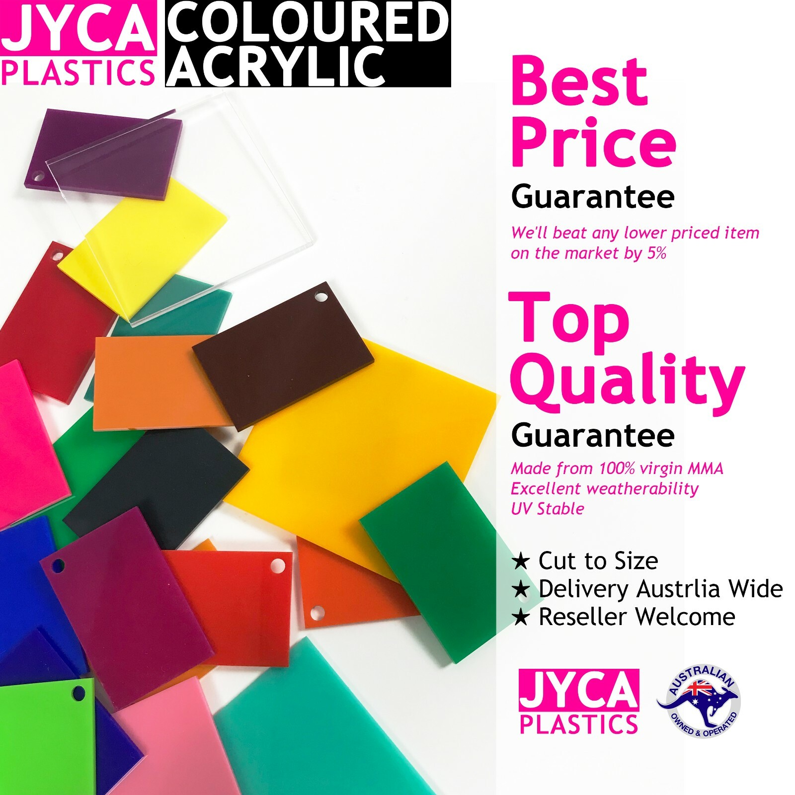 【Perspex Colour Swatch Pack】 JYCA Plastics Perspex Acrylic Sheet 【109 ...