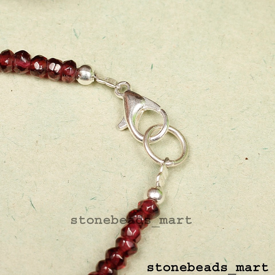 925 Sterling Silver Chrysoprase+Pink Mozambique Garnet Beaded Bracelet ...