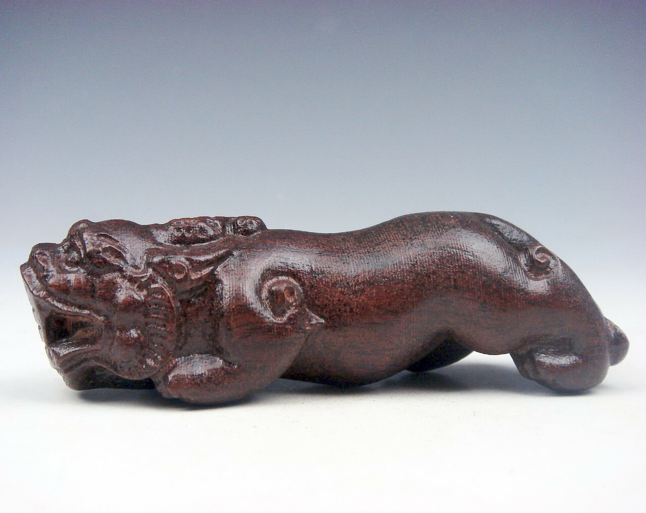 Mahogany Hard Wood Carved Dragon Offspring Monster Pi-Xiu Walking ...