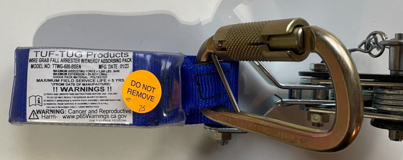 TUF-TUG TTWRG-500/TTWG-500 3/8" Wire Rope Grabs. Safety Fall Arrestor ...