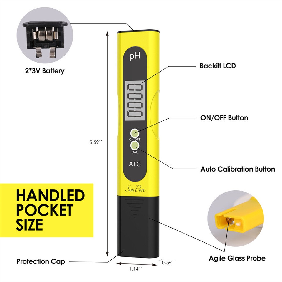 2-Pack PH Meter PH Level Test Pen Electrode Sensor Reader for Pond ...