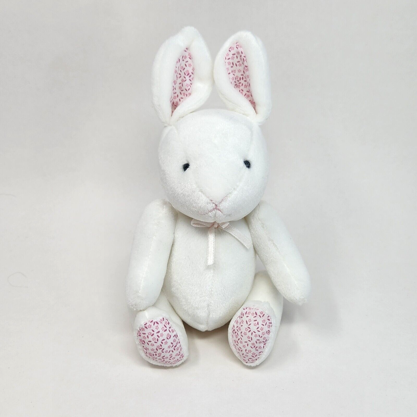 VINTAGE CARTER'S BABY WHITE + PINK BUNNY RABBIT RATTLE STUFFED ANIMAL ...