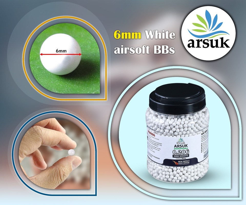 Airsoft BB Pellets 6mm BBs Bullets 0.20g High Grade Smooth Polished ...