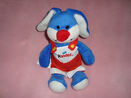 Kinder Surprise Plush Bunny Rabbit Blue & White 9.5" tall w/ black bead ...