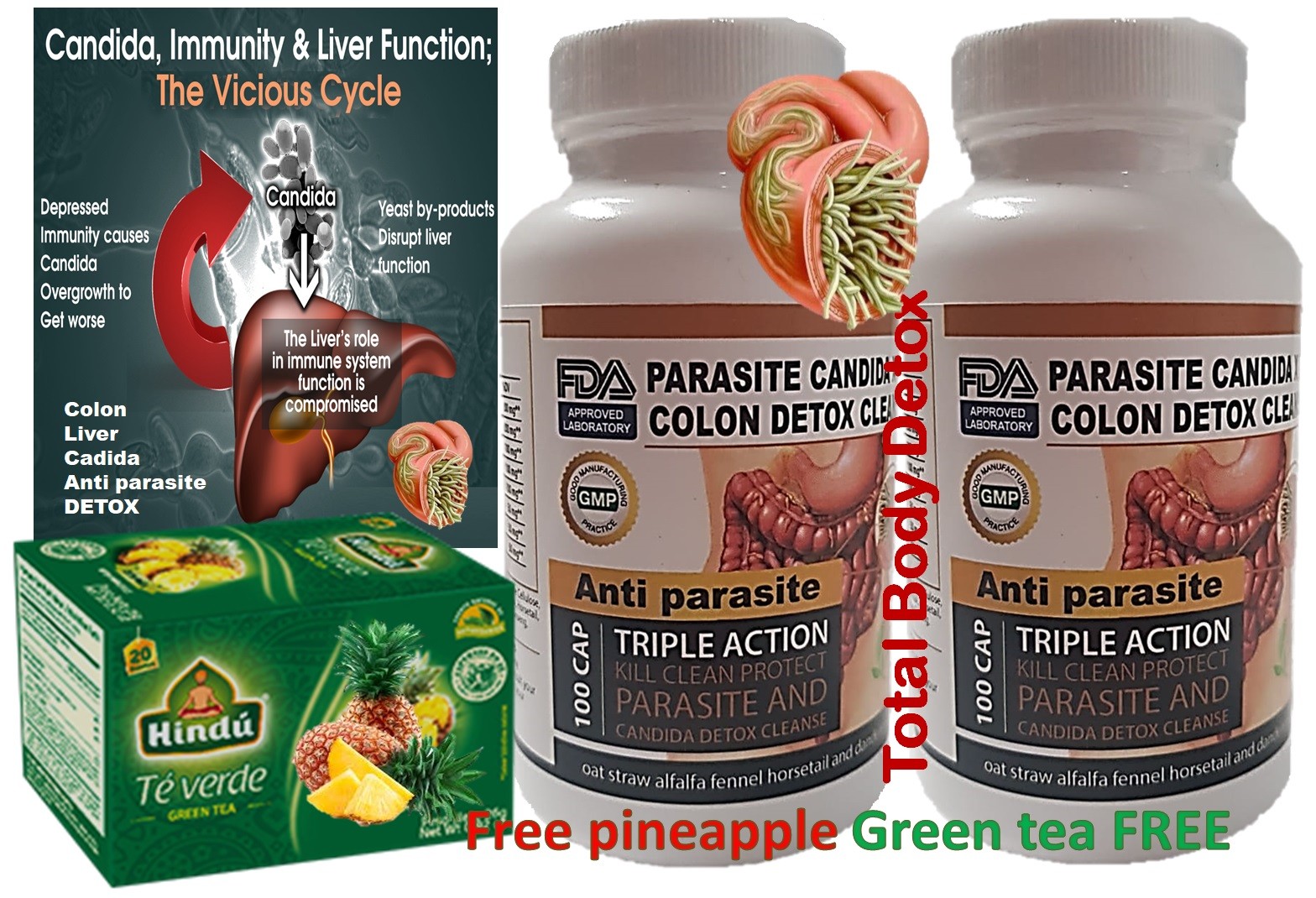 200 Parasite Cleanse DETOX Liver Colon Yeast Blood Support COLON ...