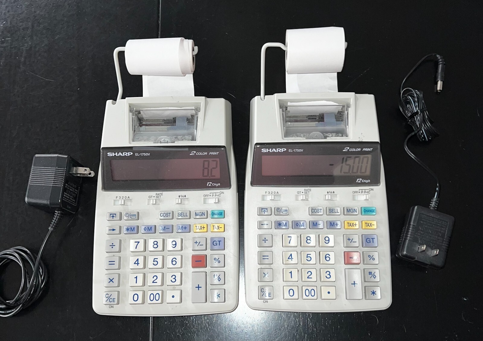 Lot of 2 Sharp Calculators EL-1750V Printing Calculators Battery or ...