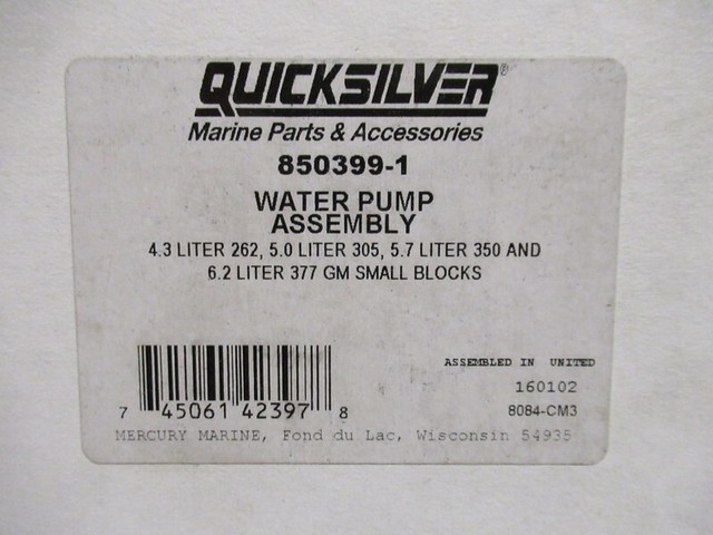 Mercury Mercruiser Water Pump Assembly 8503991 5.0l V8 Mag MPI for sale ...