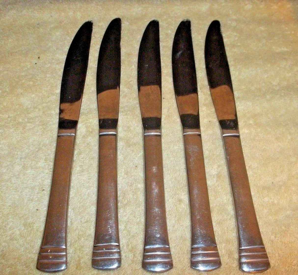 5 Cambridge Stainless Silverware - CODIE - Solid Handle Dinner Knives ...