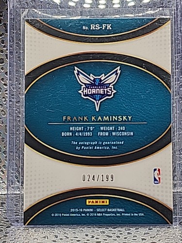 Frank Kaminsky 2015-16 Select RC Rookie Signatures Auto Rookie /199 SP ...