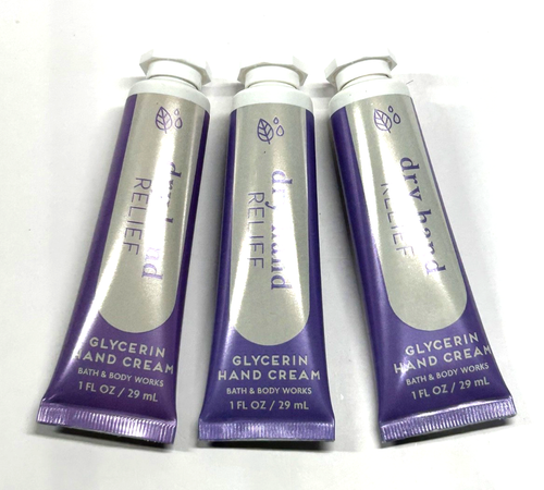 3 BATH & BODY WORKS DRY HAND RELIEF HYDRATING GLYCERIN HAND CREAM 1 FL ...
