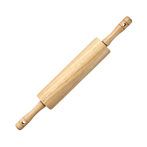 Rubber Wood Rolling Pin for Baking, Kitchen Dough Roller With Handles ...