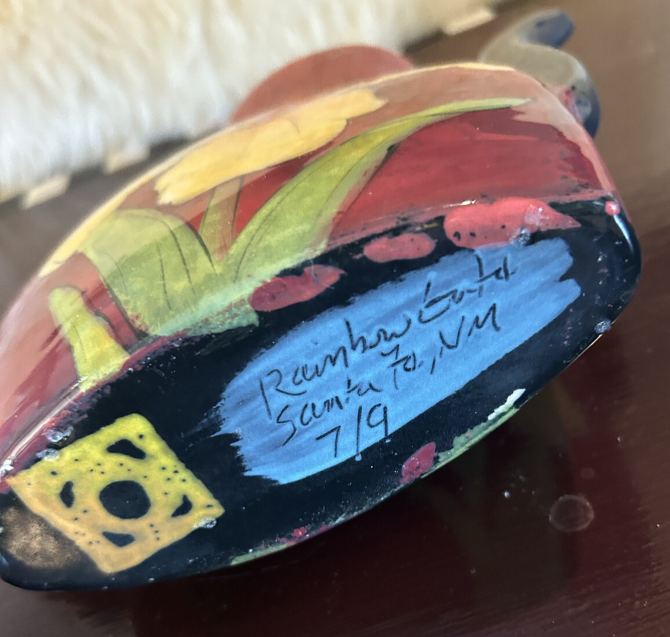 Rainbow Gate Pottery Santa Fe Pitcher or Flower Vase with Iris Painting ...