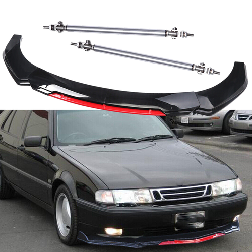 For Saab 2003-2007 Front Bumper Lip Spoiler+Splitter Body /Kit Black ...