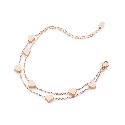 Many Heart Charm Double Chain Engagement Bracelet For Women's In 10K ...