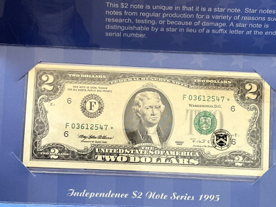 1995 Atlanta $2 Star Notes Independence 4 Sequential n Original BEP ...