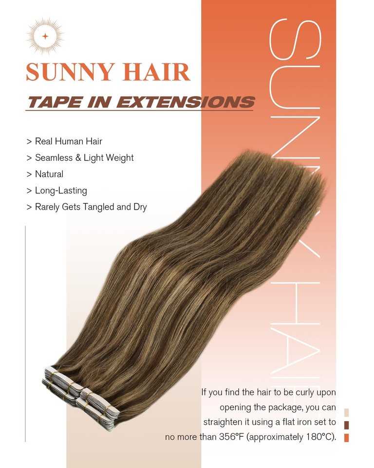 Sunny Hair Tape in Hair Extensions Real Human Hair Invisible Remy Hair ...