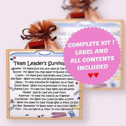 Team Leader Survival Kit ~ Fun Novelty Keepsake Gift & Greetings Card ...