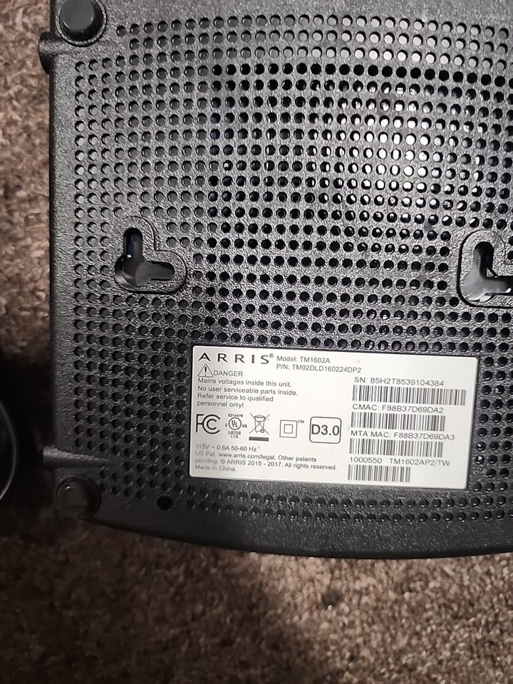 ARRIS Touchstone Telephony / Cable Modem - DOCSIS 3.0 Model - TM1602A ...